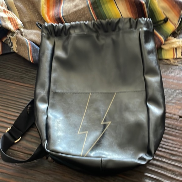 Bags | Carolina Herrera Bad Boy Black Faux Leather Gold Lightning ...